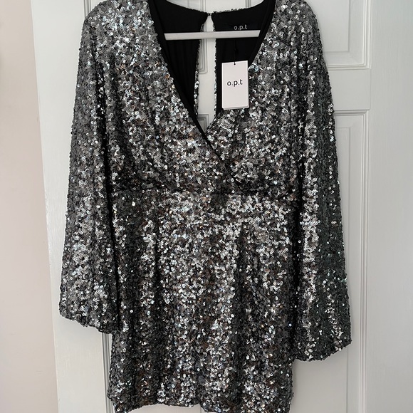 o.p.t | Dresses | Nwt Gorgeous Silver Sequin Dress By Opt One Pretty ...